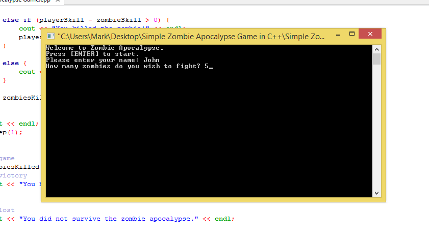 Simple Zombie Apocalypse Game in C++ Free Source Code | SourceCodester